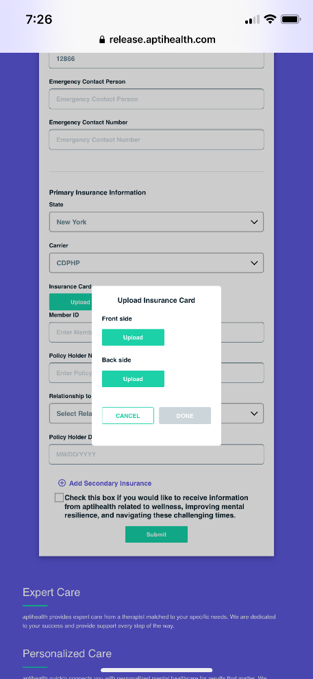 How do I upload my insurance card photos? – aptihealth