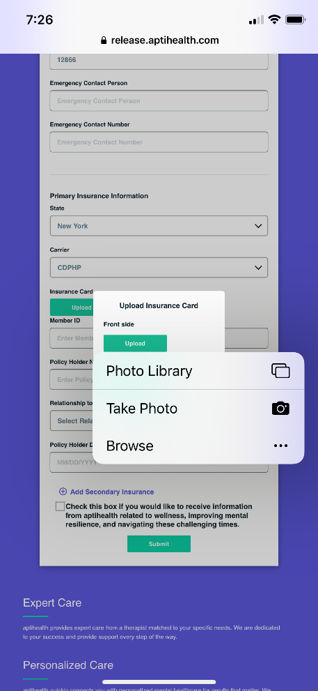How do I upload my insurance card photos? – aptihealth